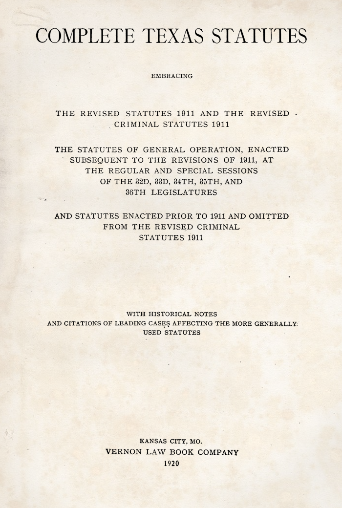 Historical Texas Statutes